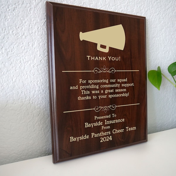 Sponsor Thank You Plaque - Etsy