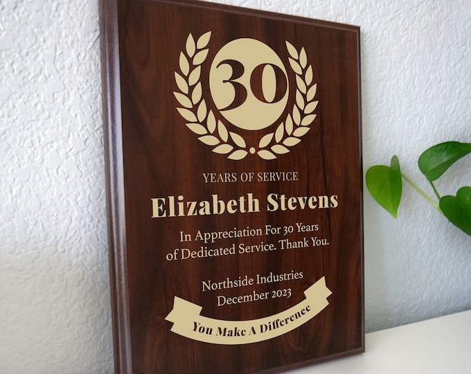 30 Year Work Anniversary - Custom Employee Recognition Gift Idea - 30th ...