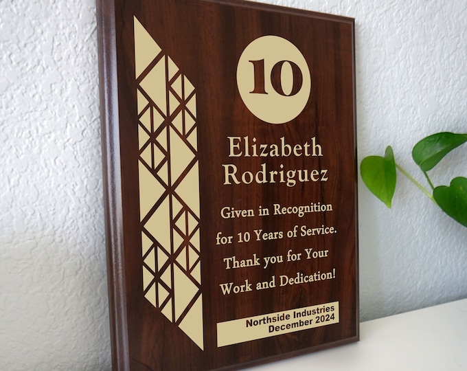 10 Year Work Anniversary Print, 10th Employee Anniversary Gift Idea, Thank You Gift, Years of ...