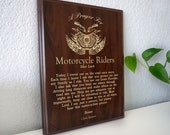 Motorcycle Rider Prayer Plaque Personalized Biker Gift for - Etsy