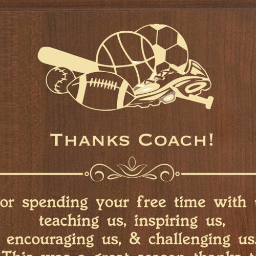 Coach Thank You Gift End of Season Award Plaque From the - Etsy