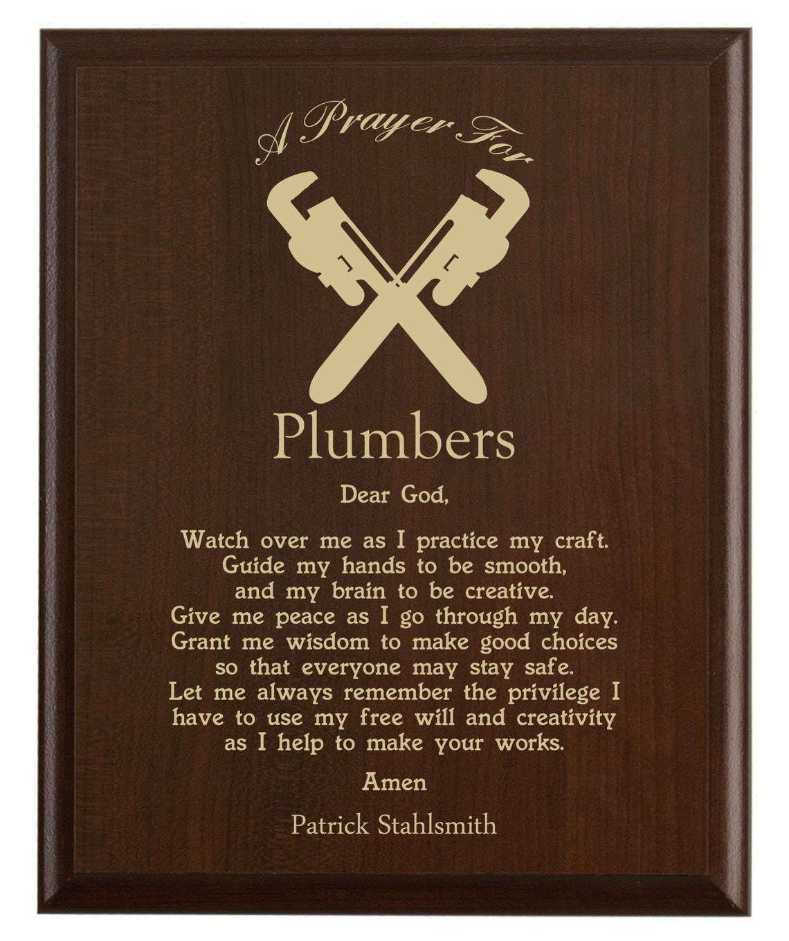 Plumber Prayer Plaque Personalized Union Plumber Gift A - Etsy