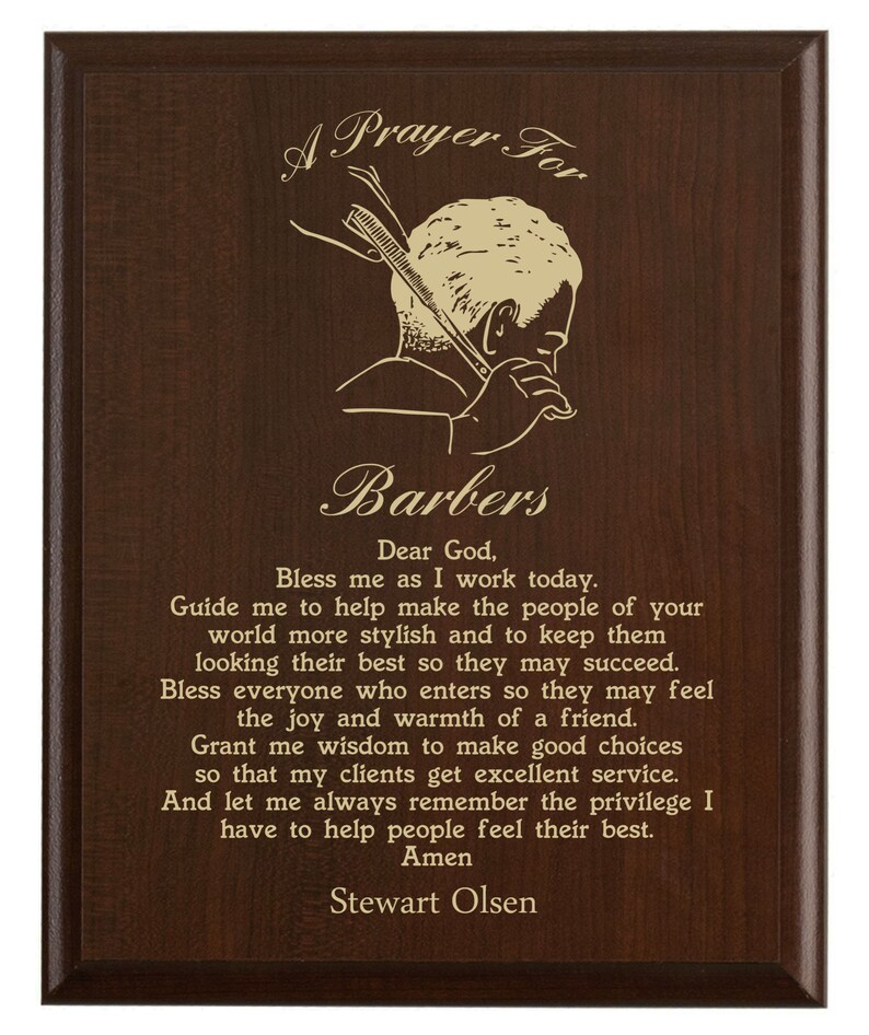 Barber Prayer Plaque | Sharp Focus Wielding Blades Near Skin While ...