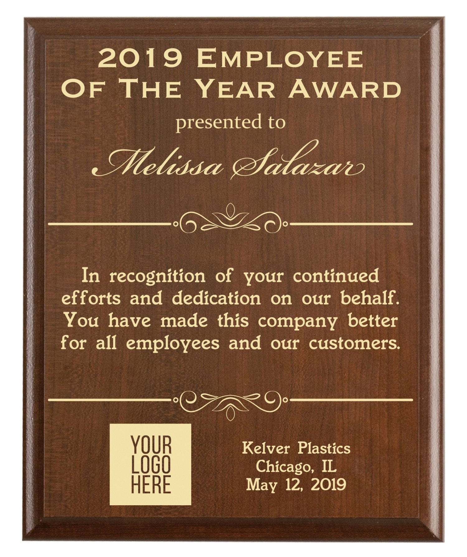 Employee Of The Year Plaque Wording