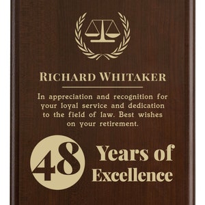 Lawyer Retirement Gift | Retiring Attorney Plaque Award | Personalized ...