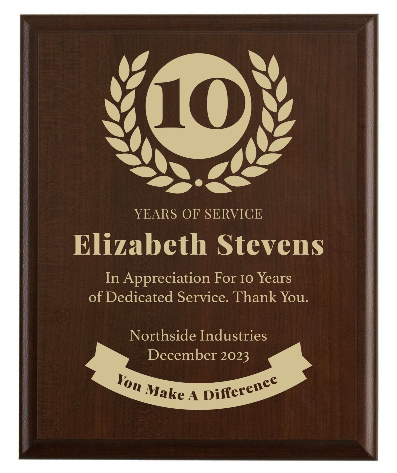 10 Year Work Anniversary Gift Award | Ten Years of Service Employee ...