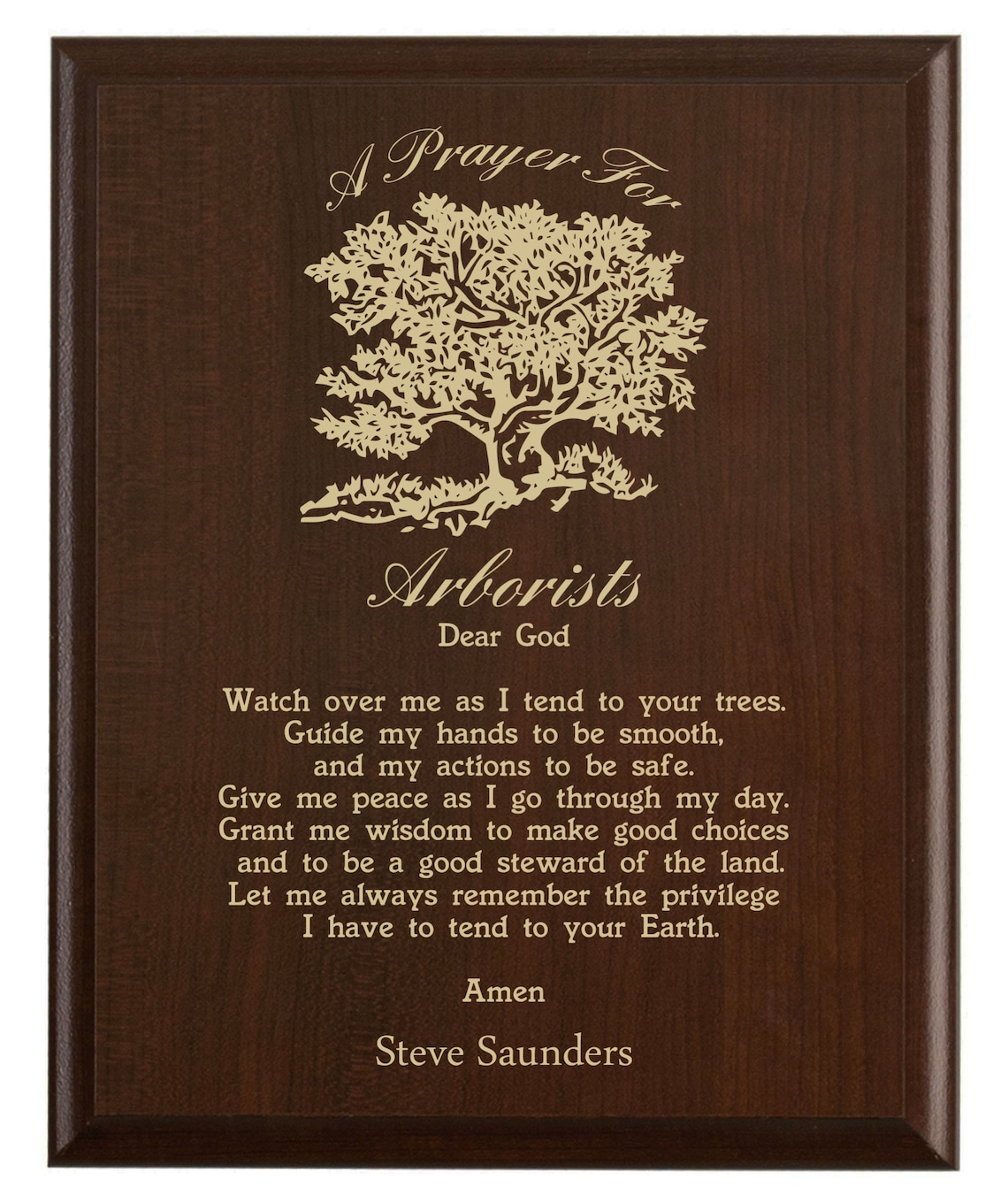 Arborist Prayer Plaque | Protection Climbing Heights Where Branches ...