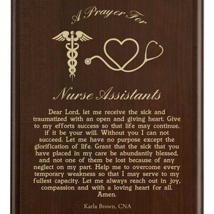 Nurse Assistant Prayer Plaque | Personalized CNA Nursing Assistant Gift ...
