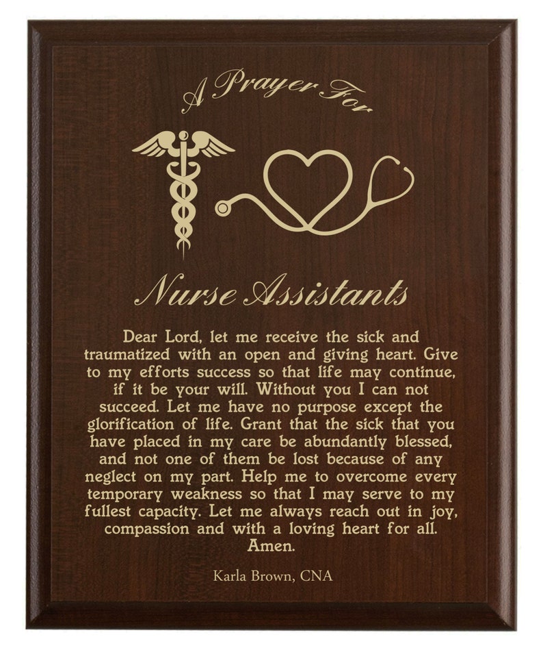 Nurse Assistant Prayer Plaque Personalized CNA Nursing - Etsy