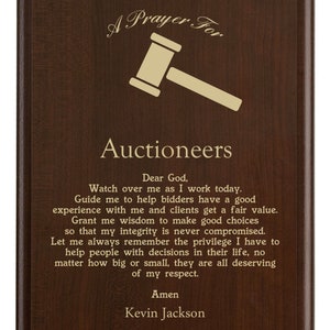 Auctioneer's Prayer Plaque | Personalized Auctioneer Gift | an ...