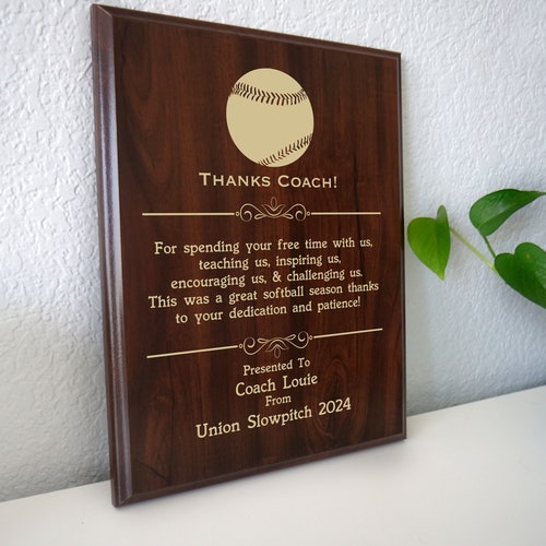 Coach Thank You Gift End of Season Award Plaque From the - Etsy