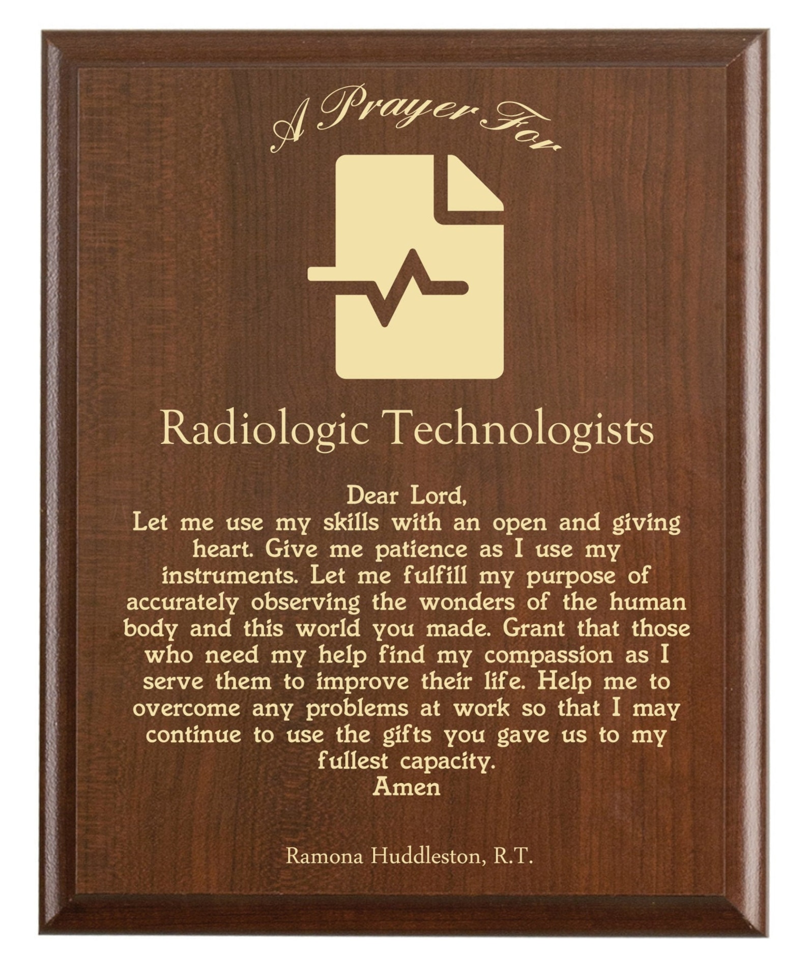Radiologic Technologist Prayer Plaque Personalized | Etsy