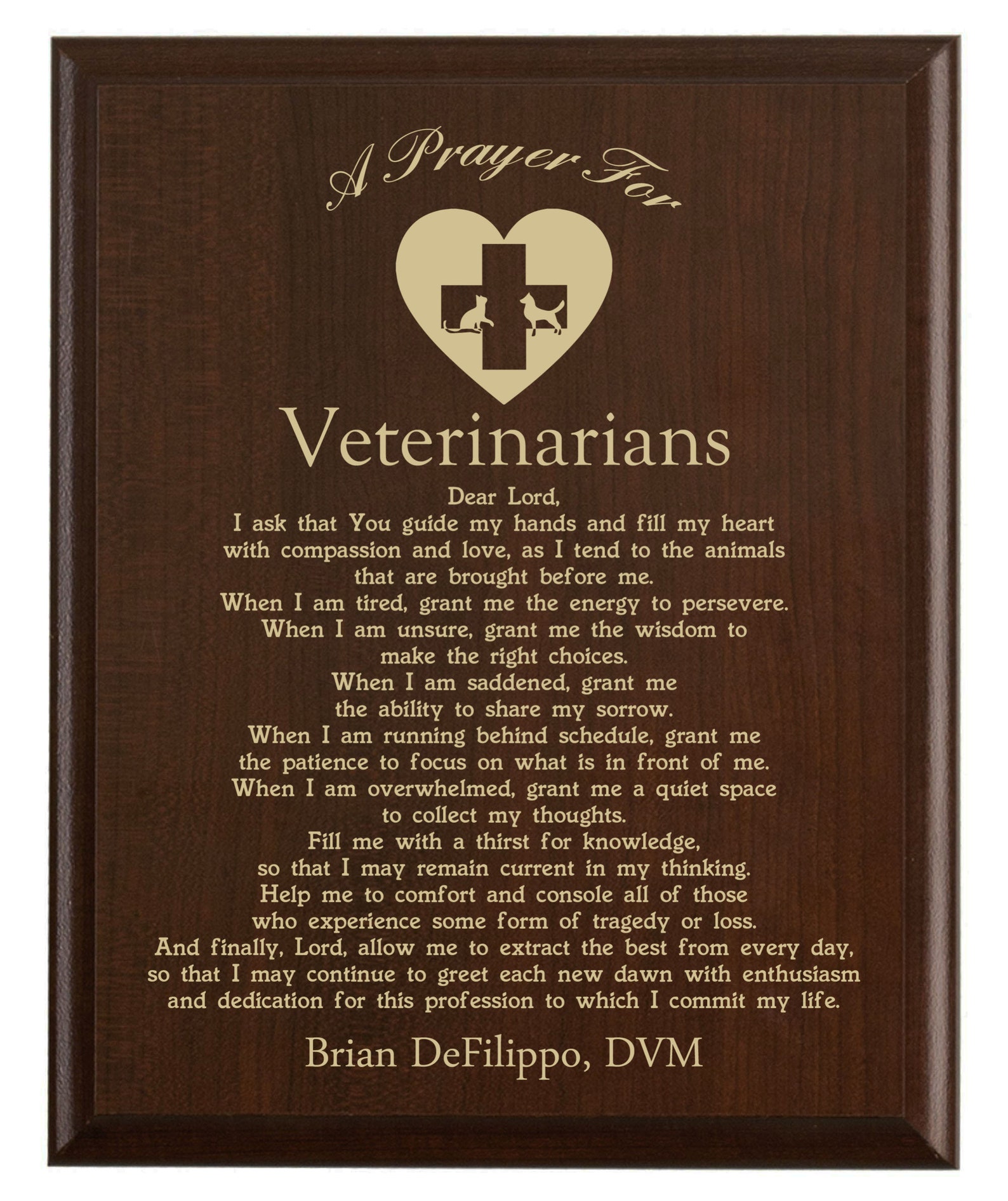 Veterinarian Prayer Plaque | Compassion Healing Creatures Who Cannot ...