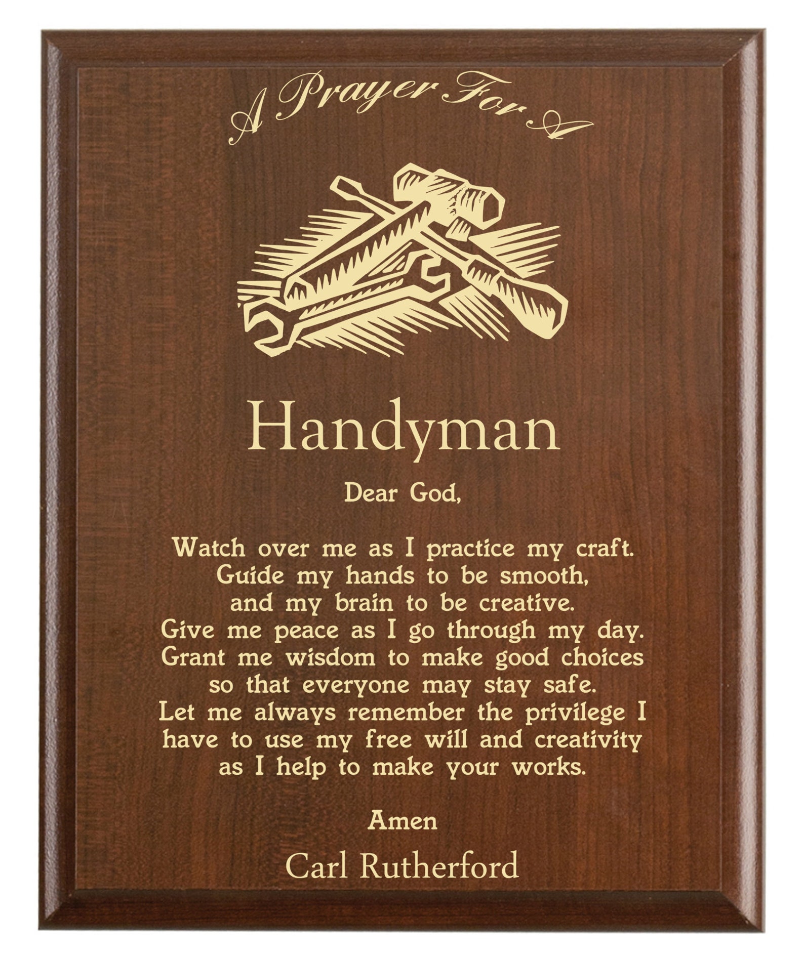 Handyman Prayer Plaque Personalized Handymans Thank You Gift | Etsy