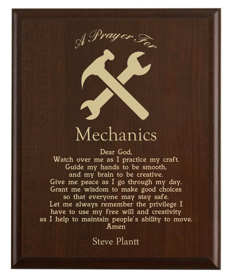 Mechanics Prayer Plaque Personalized Mechanic Gift A Car - Etsy