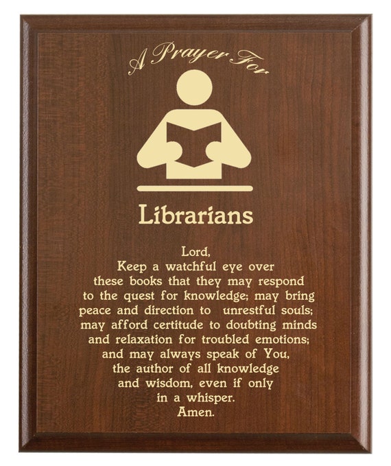 Librarian Prayer Plaque Personalized Librarians Gift A | Etsy