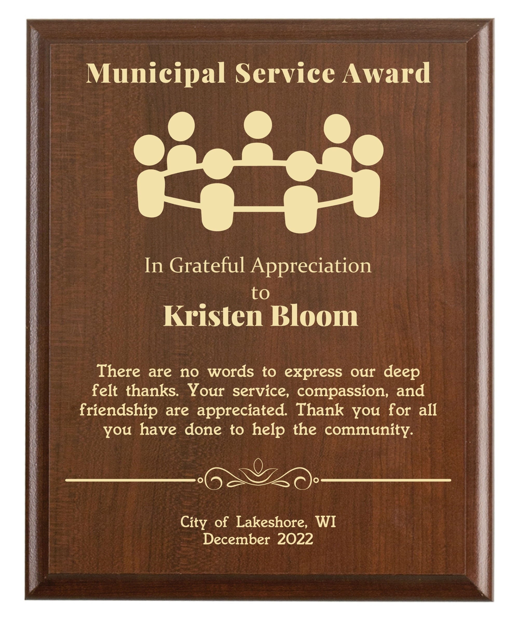 Municipal Service Award Plaque City Services Recognition - Etsy