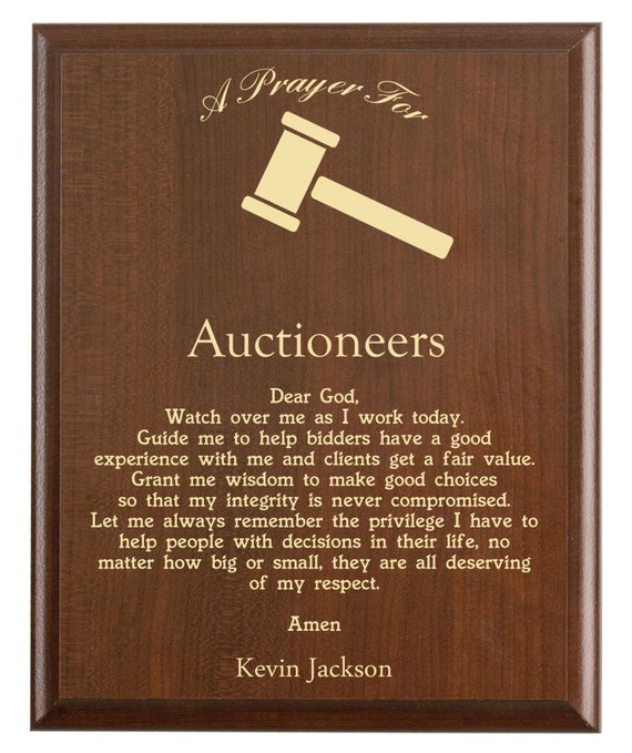 Auctioneer's Prayer Plaque Personalized Auctioneer Gift | Etsy