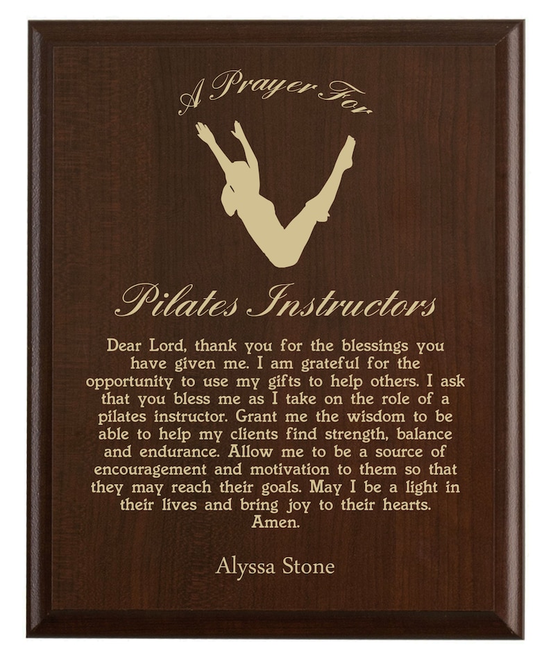 Pilates Instructor Prayer Plaque | Guidance Rebuilding Cores Weakened ...