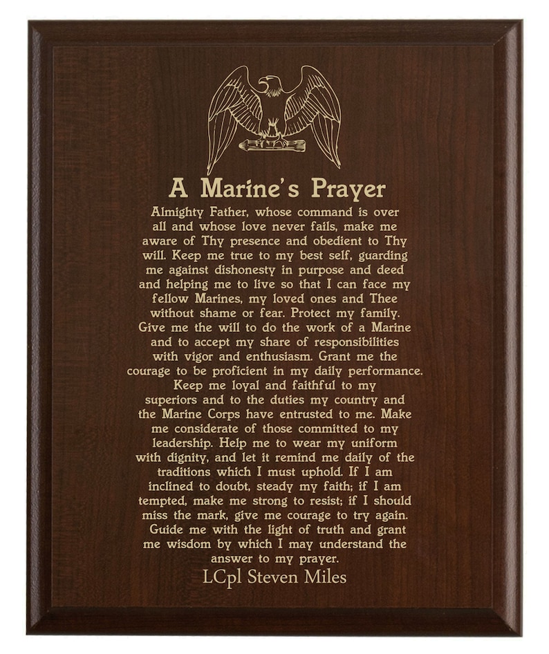 Marine Corps Prayer Plaque | Honor Serving Country Where Duty Demands ...