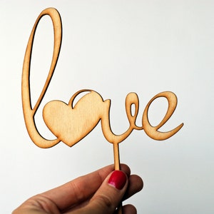Love Heart Cake Topper - Love Wedding Cake Topper or Engagement Topper ...