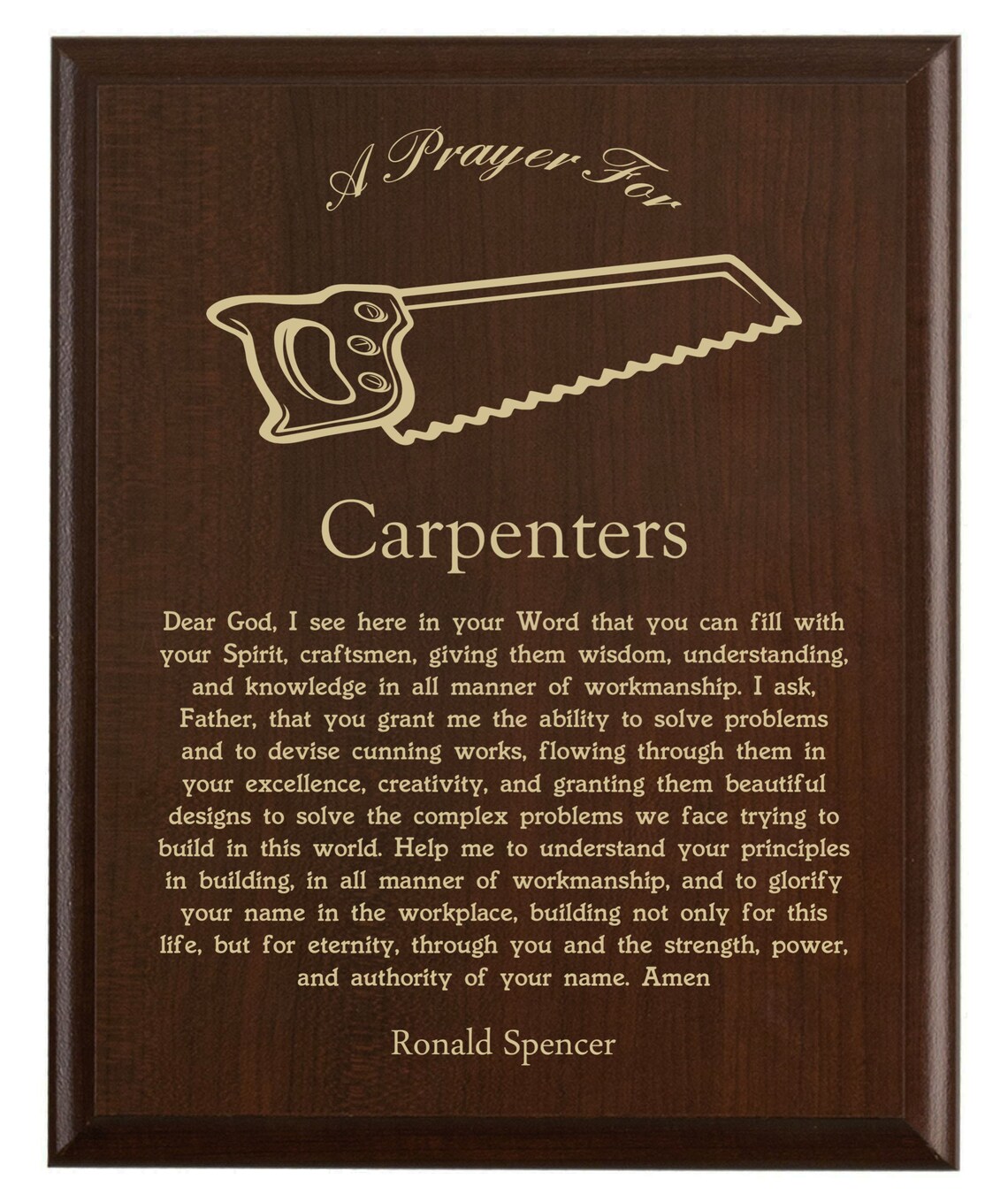 Carpenters Prayer Plaque Personalized Carpentry or Builders - Etsy
