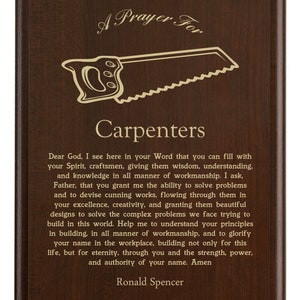 Carpenters Prayer Plaque | Personalized Carpentry or Builders ...