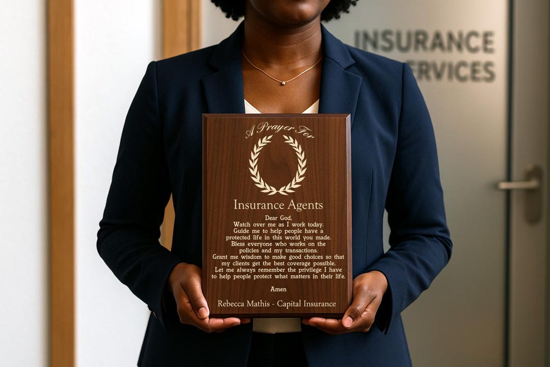 Insurance Agent Prayer Plaque | Wisdom for Decisions That Protect ...