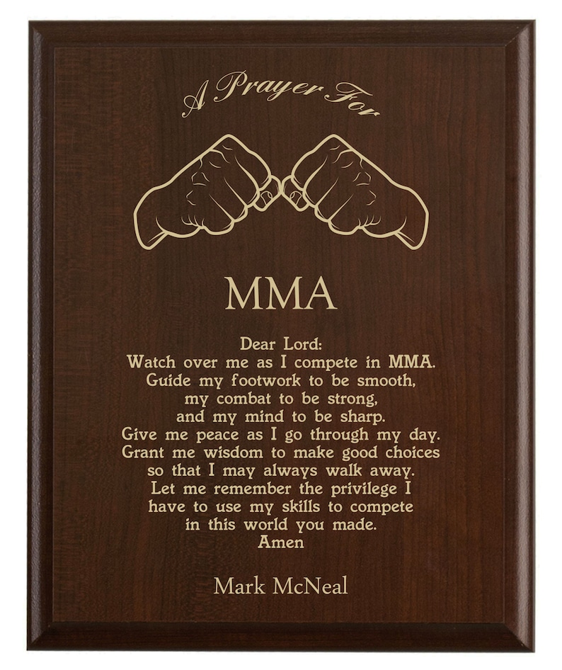 MMA Fighter Prayer Plaque | Protection Stepping Into Cages Where ...