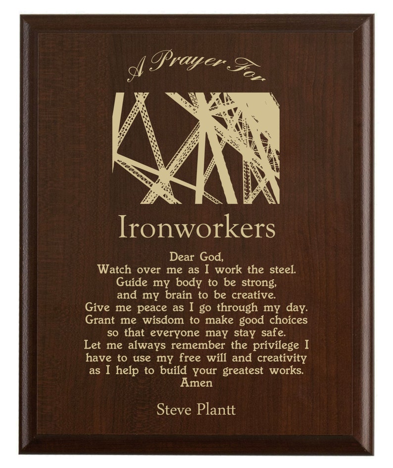 Ironworker Prayer Plaque Personalized Ironworker's Gift - Etsy
