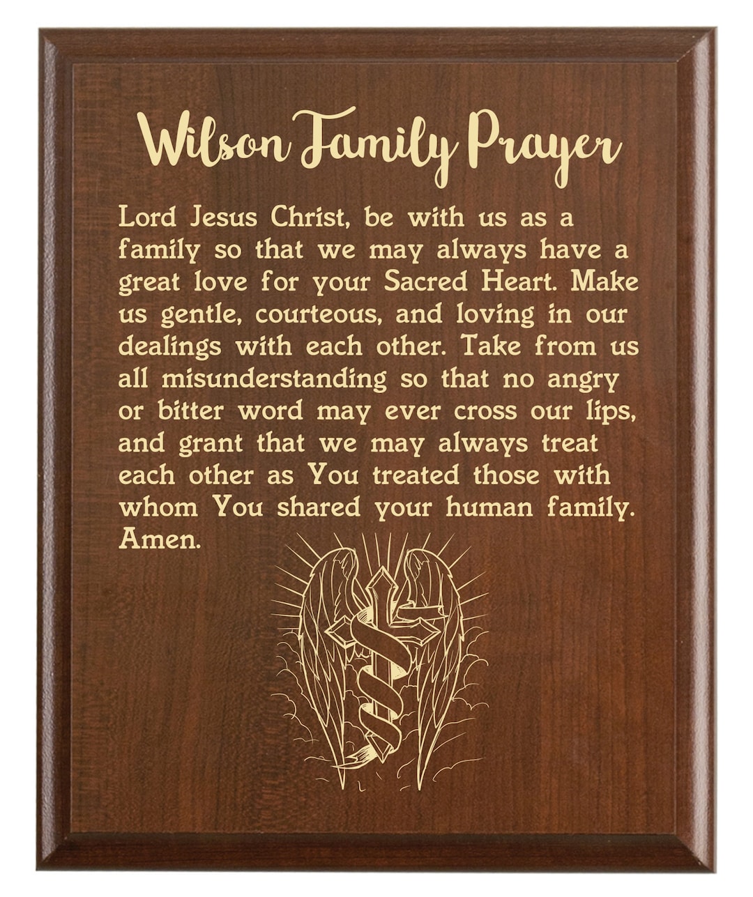 Family Prayer Plaque | Scripture Wall Art Sign | Personalized Christian ...