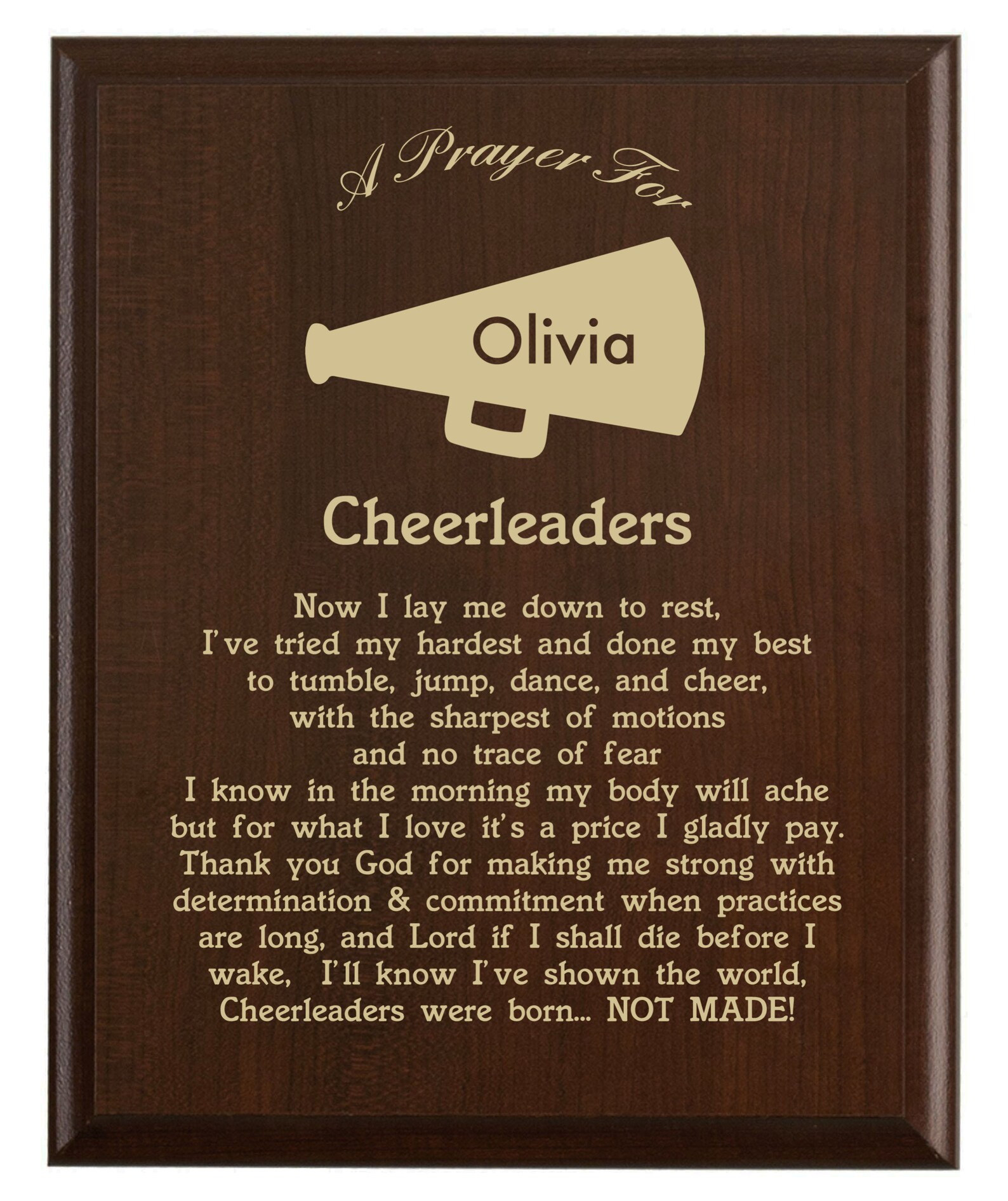 Cheerleader Prayer Plaque Personalized Cheerleader's - Etsy