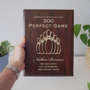 Perfect Game Bowling Award | 300 Pin Score Gift | Personalized ...
