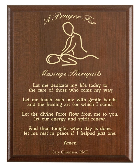 Massage Therapist Prayer Plaque Personalized Rmt Lmt Massage Etsy