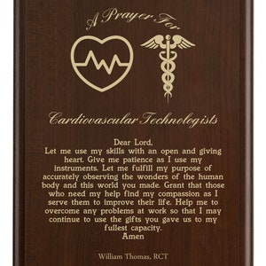 Cardiovascular Technologist Prayer Plaque | Personalized Cardiac Tech ...