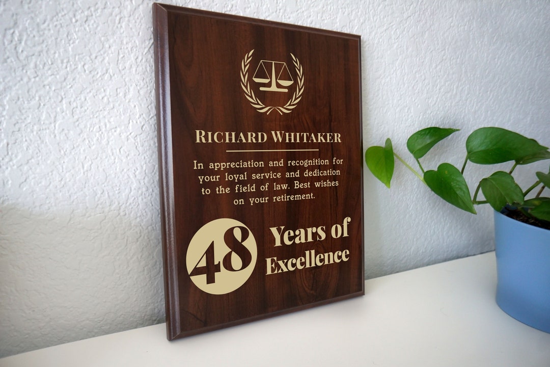 Lawyer Retirement Gift | Retiring Attorney Plaque Award | Personalized ...