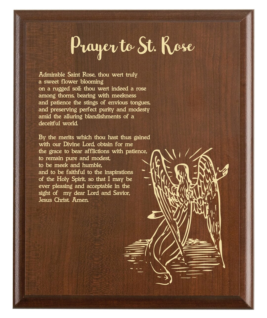 St. Rose of Lima Prayer Plaque | Saint Rose Scripture Wall Art Sign ...