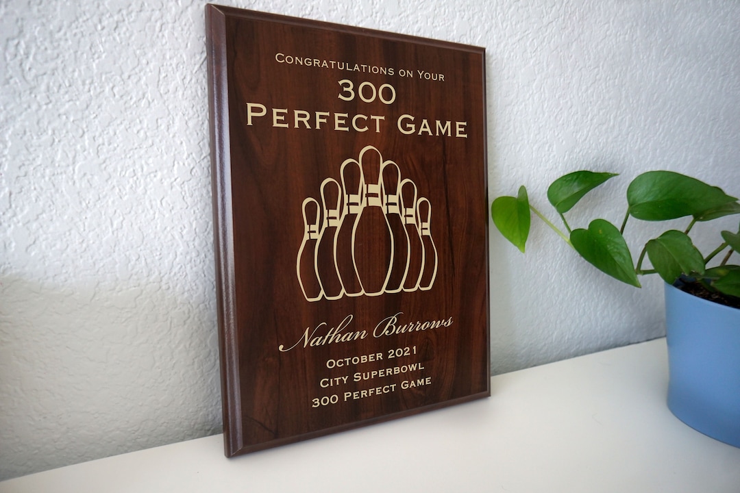 Perfect Game Bowling Award | 300 Pin Score Gift | Personalized ...