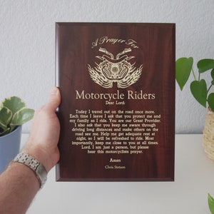 Motorcycle Rider Prayer Plaque | Protection Riding Roads Where Speed ...