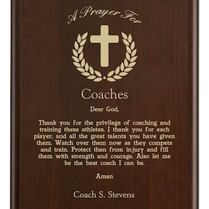 Coaches Prayer Plaque | Personalized Fellowship Christian Coaching ...