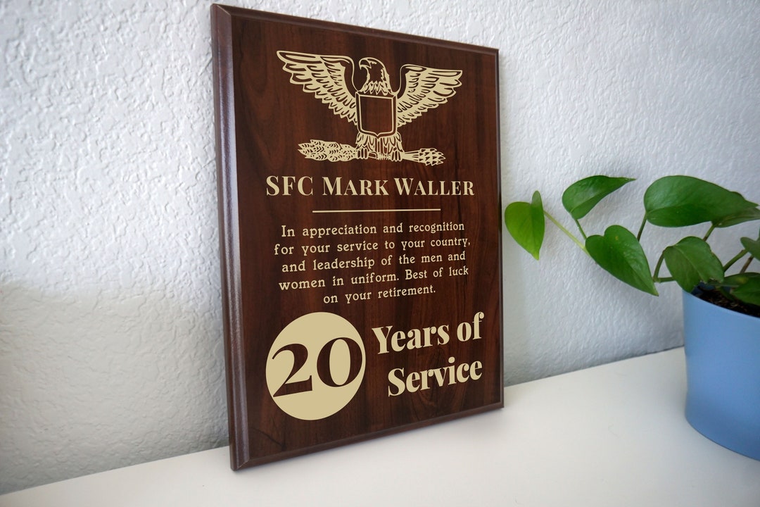 Military Retirement Award Plaque | Personalized US Armed Forces Retired ...