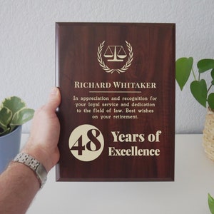 Lawyer Retirement Gift | Retiring Attorney Plaque Award | Personalized ...