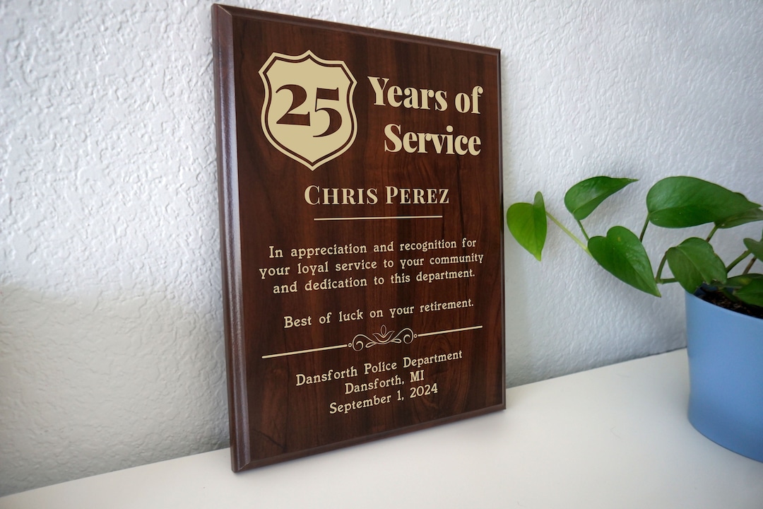 Police Retirement Gift | Retiring Police Officer Plaque Award ...