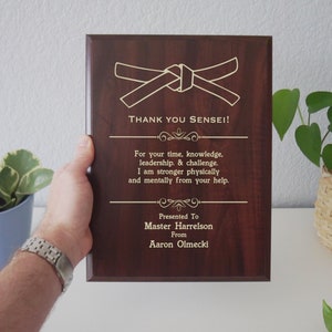 Karate Sensei Thank You Gift | Karate Coach Plaque From a Student or ...