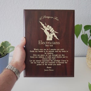 Electrician Prayer Plaque | Protection Touching Wires Where Current ...