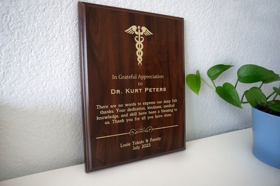 Doctor Thank You Gift Appreciation Plaque in Recognition of - Etsy