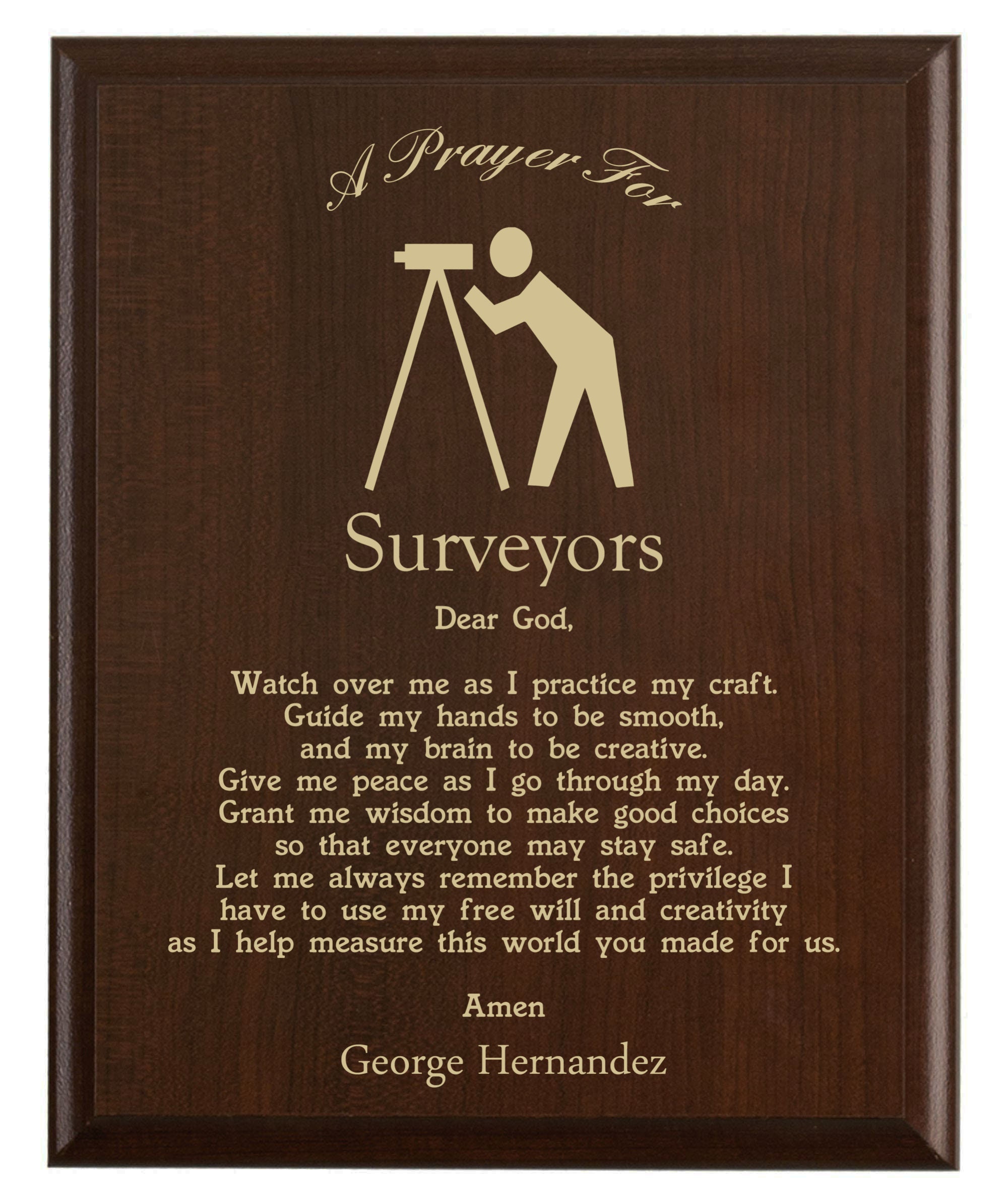 Surveyor Prayer Plaque Personalized Land Surveyors Gift A - Etsy Australia