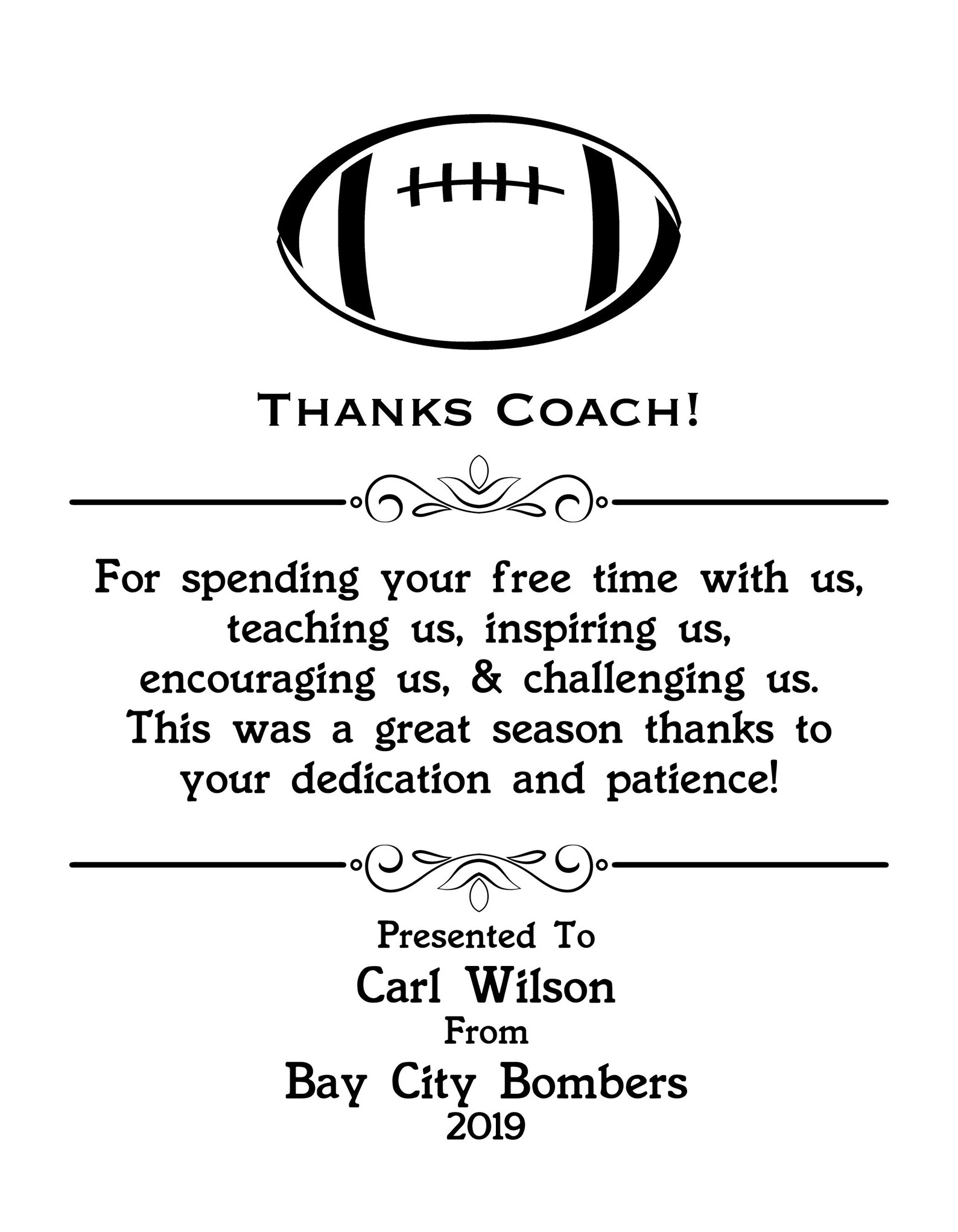 Coach Thank You Gift End of Season Award Plaque from the | Etsy