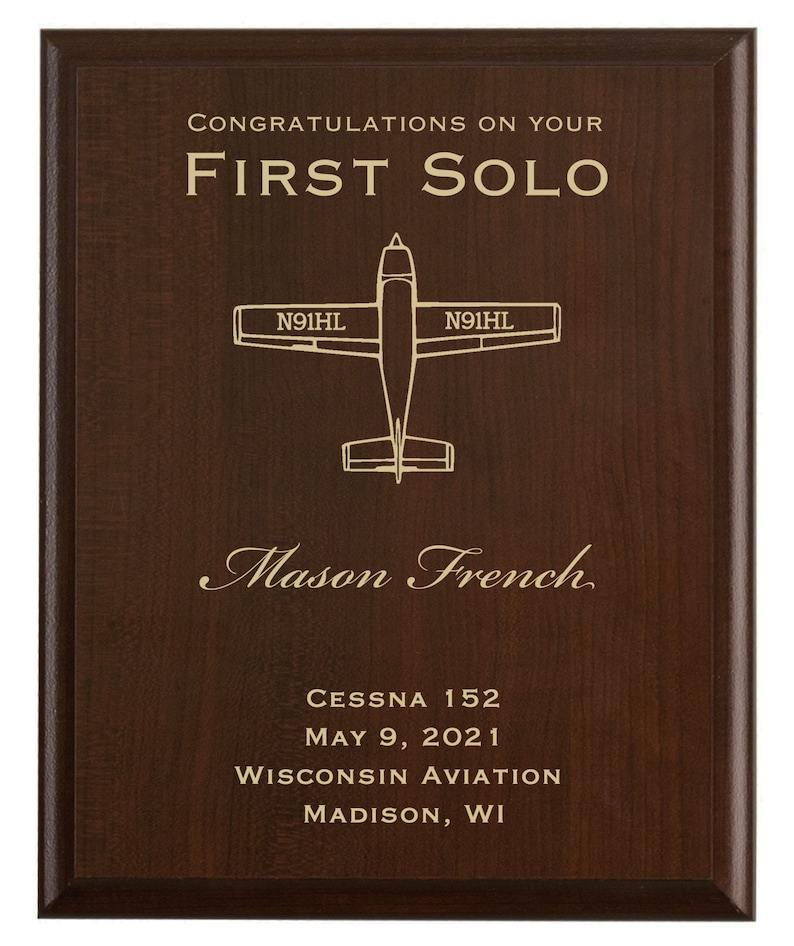 First Solo Flight Award Personalized Pilots First Solo Gift - Etsy