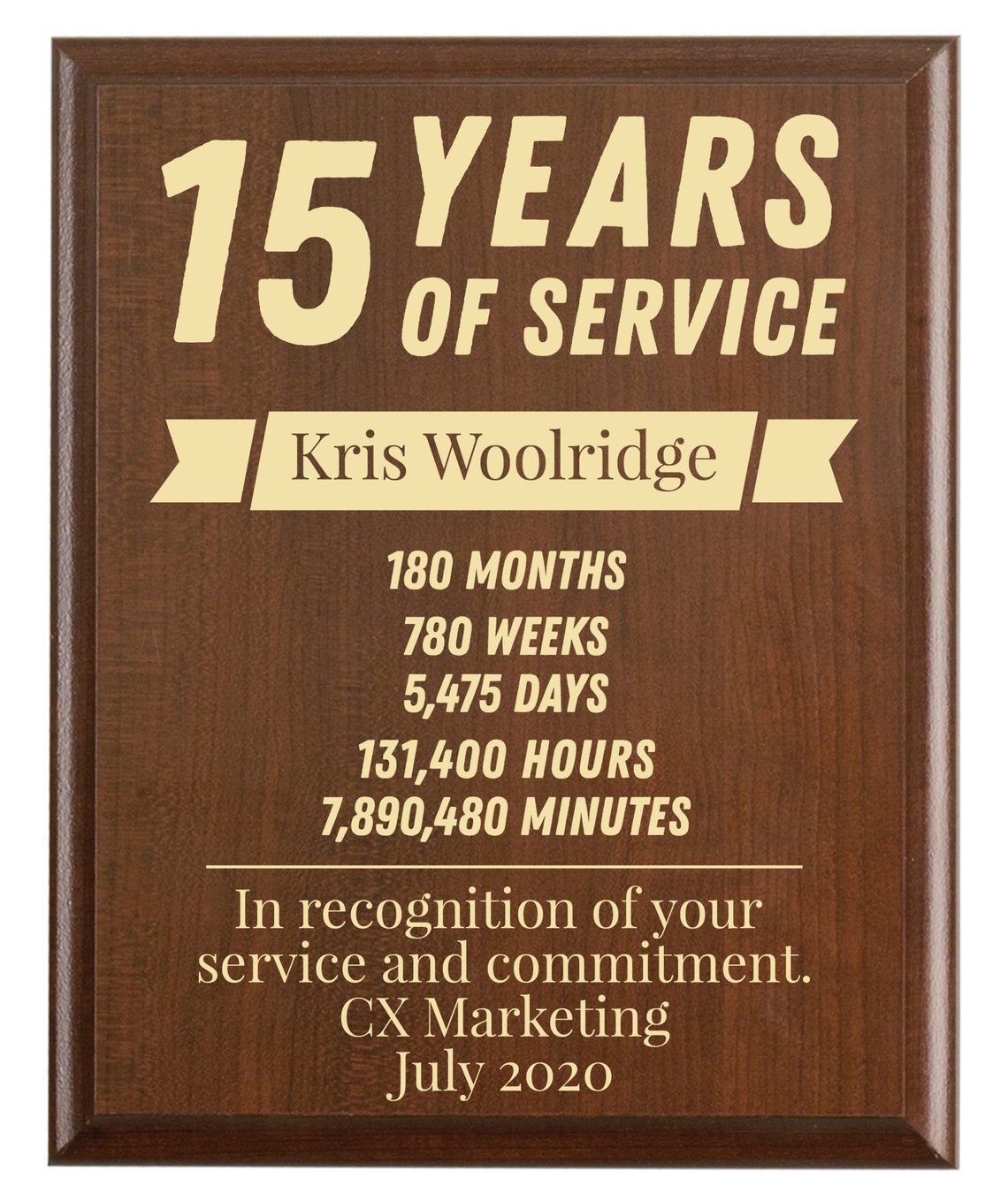 15 Year Work Anniversary Gift Award | Fifteen Years of Service Employee ...